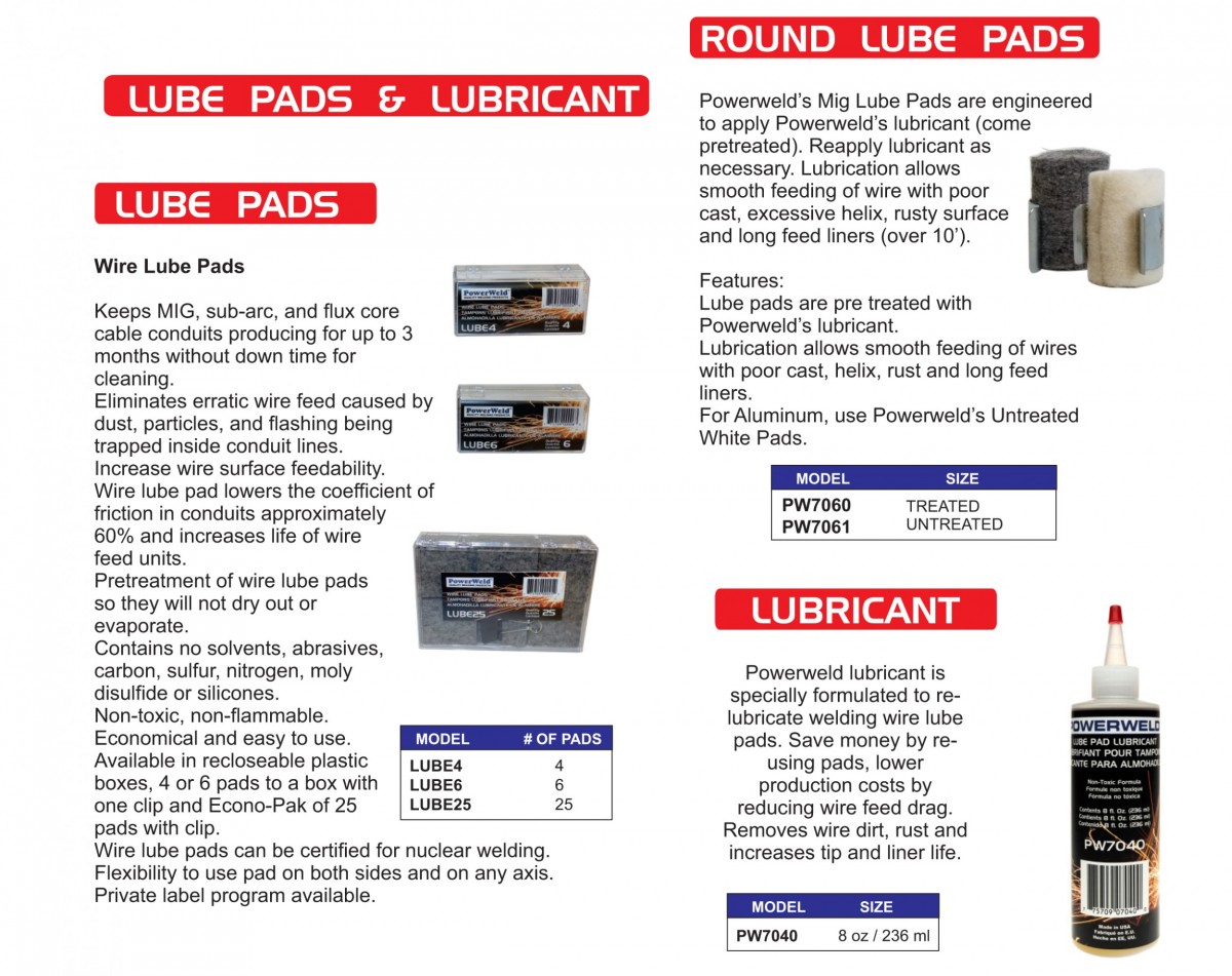 PowerWeld Inc. :: Chemical Products :: Lube Pads